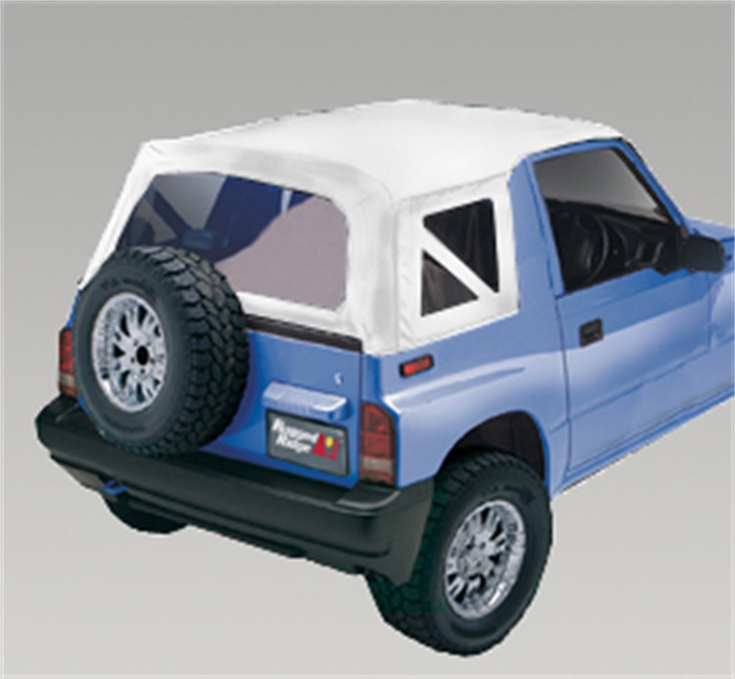 Rugged Ridge 53723.52 XHD Soft Top, White Denim, Clear Windows; 95-98 Suzuki Sidekicks