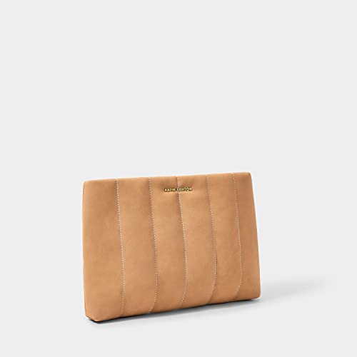 KATIE LOXTON Kayla Quilted Womens Medium Vegan Leather Clutch Purse Pouch Tan