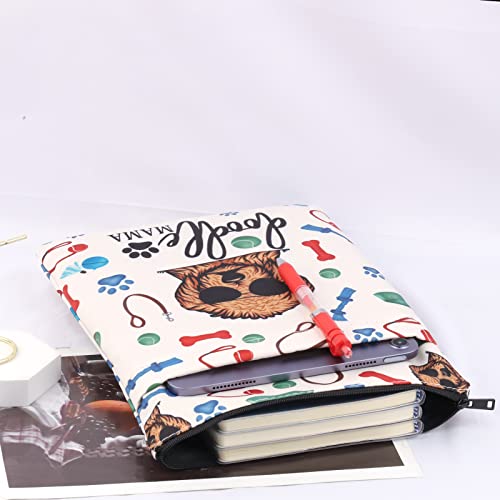 Doodle Mama Book Sleeve Golden Doodle Lovers Book Cover Doodle Owner Book Sack Pet Lovers Protector Sleeve Mothers Day Gift Waterproof with Zipper Book Pouch (DoddleMamaBS)