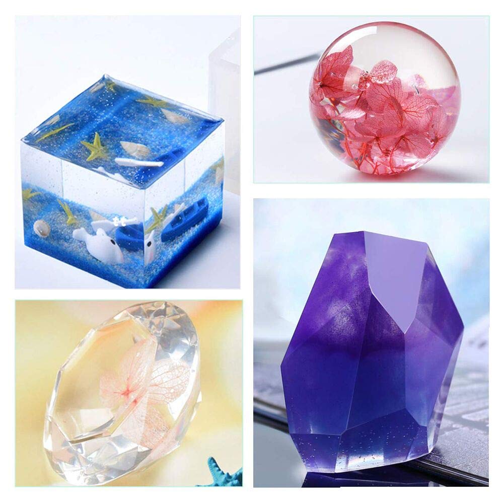 32 OZ Epoxy Resin Clear for Resin Molds, Resin Epoxy Starter Kit, 2 Part Resin for for Jewelry- Including Resin and Hardener (Each 16OZ) with 4 pcs Measuring Cups, 3pcs Sticks, 1 Pair Gloveā¦