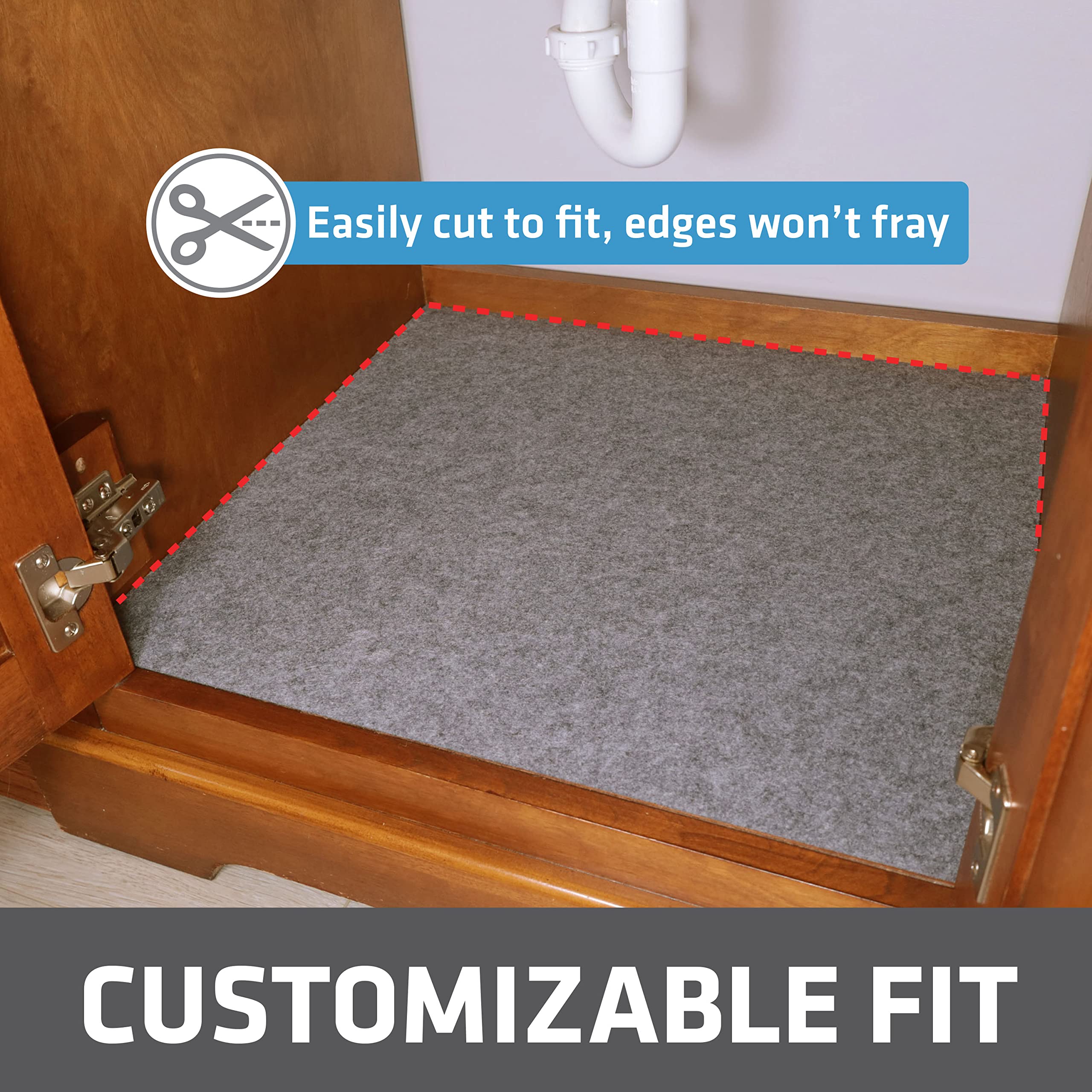 Drymate Premium XL Under Sink Mat, Waterproof Cabinet Protection Mats for Kitchen & Bathroom, Absorbent Shelf Liners, Slip-Resistant, Non-Adhesive, Machine Washable (USA Made)(24βx59β)(Light Grey)