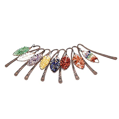 Antique Style Copper Metal Bookmark Crystal Tumbled Stones Amethyst Bookmark Bronze Bookmark Tree of Life