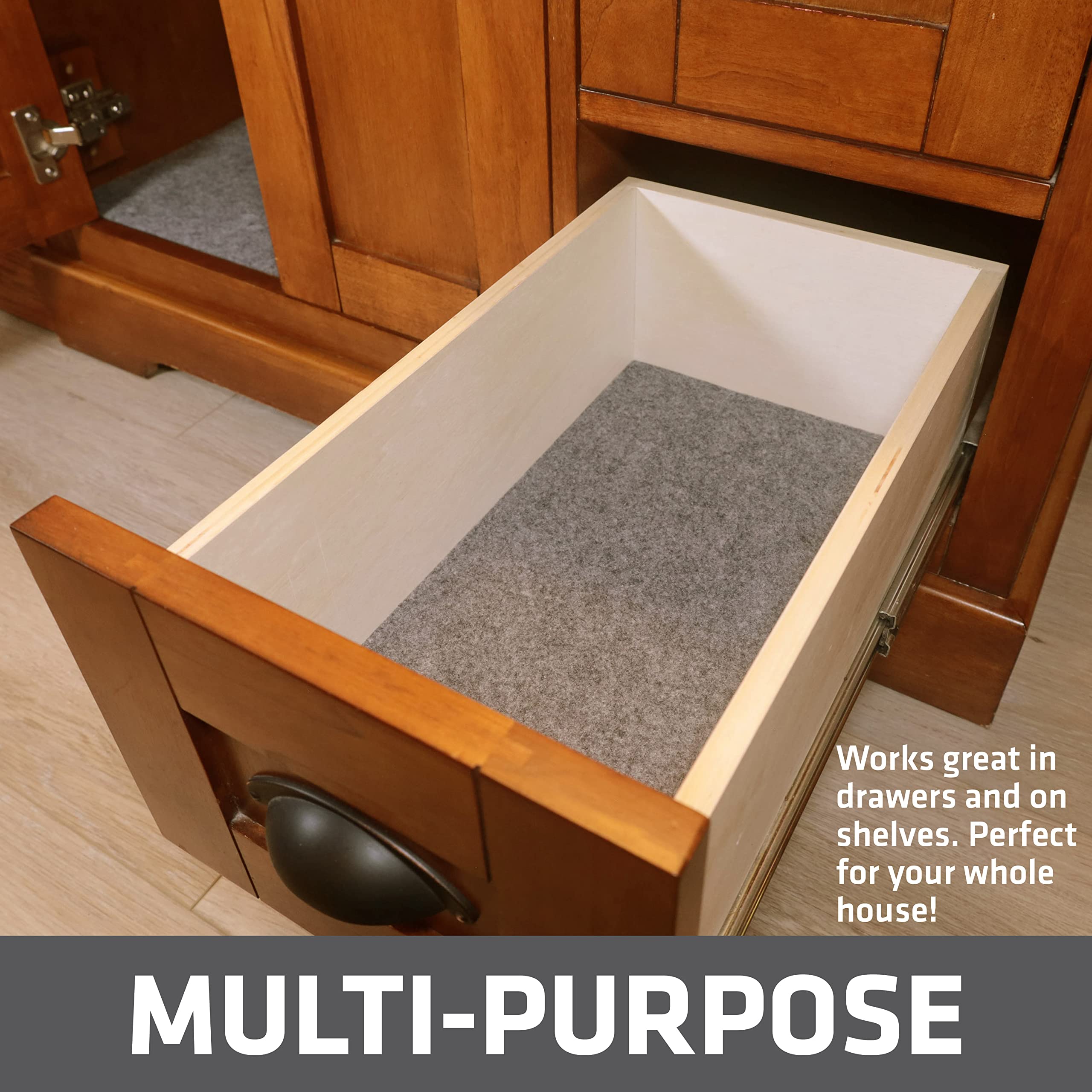 Drymate Premium XL Under Sink Mat, Waterproof Cabinet Protection Mats for Kitchen & Bathroom, Absorbent Shelf Liners, Slip-Resistant, Non-Adhesive, Machine Washable (USA Made)(24βx59β)(Light Grey)