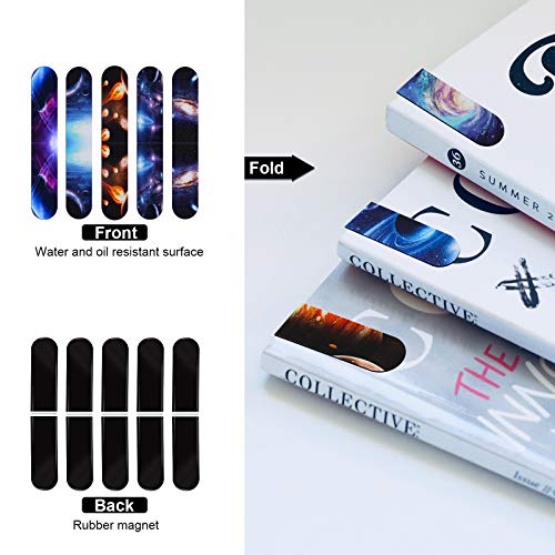 30 Pieces Universe Galaxy Magnetic Bookmark,MWOOT Starry Sky Magnet Page Book Markers Set ,Assorted Magnetic Page Clips Bookmarks for Students Reading(2x6cm,30 Styles)