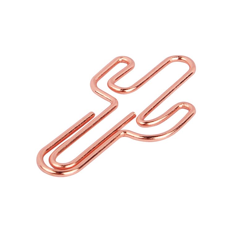 30Pcs Cactus Paper Clips Rose Gold Bookmarks Metal Marking Clips for Office Supplies School Gifts Wedding Decoration