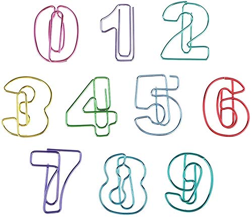 10 Pieces Paper Clips 0-9 Numbers Paperclips Paper Clamps for Office Supplies School Student Art Supply