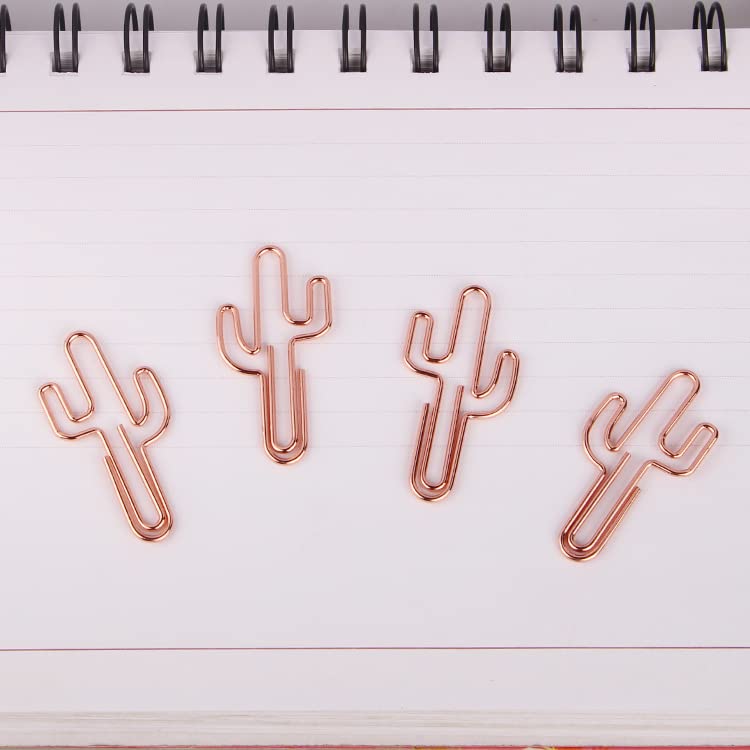 30Pcs Cactus Paper Clips Rose Gold Bookmarks Metal Marking Clips for Office Supplies School Gifts Wedding Decoration