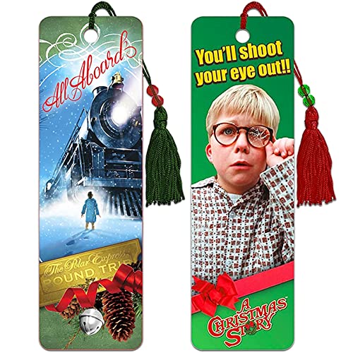 Christmas Ltd. Holiday Movies Bookmark Set - Bundle with 3 Bookmarks Featuring A Story, Vacation, and The Polar Express | Stocking Stuffers Movie story stuffer