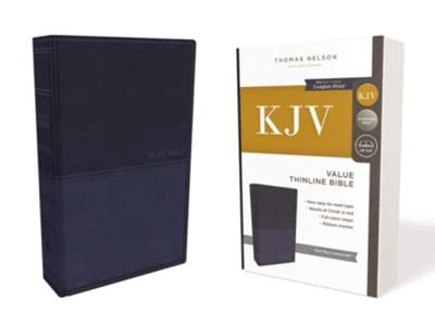 Personalized Bible Custom KJV Value Thinline Bible Dark Blue Comfort Print Leathersoft Custom Made Gift for Baptisms Christenings Birthdays Celebrations Holidays