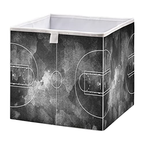 Blueangle Black Basketball Court Cube Storage Bin, 11 x 11 x 11 in, Large Collapsible Organizer Storage Basket for Home Décor(497)