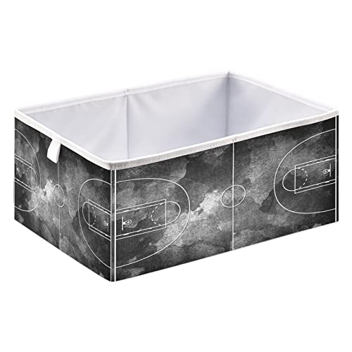 Blueangle Black Basketball Court Cube Storage Bin, 11 x 11 x 11 in, Large Collapsible Organizer Storage Basket for Home Décor(497)