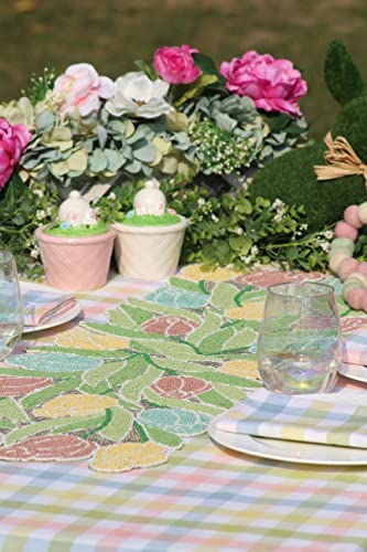 COTTON CRAFT Countryside Classic Gingham Buffalo Check Plaid Tablecloth - Premium Cotton - Spring Easter Bunny Luncheon Dinner - Table Cover - 52 inch x 70 inch - Yellow Multi Pastel