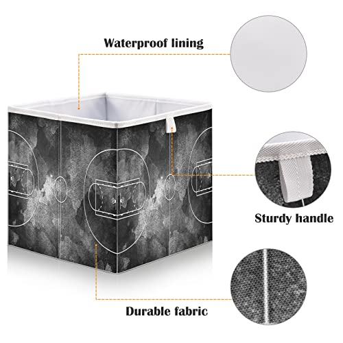 Blueangle Black Basketball Court Cube Storage Bin, 11 x 11 x 11 in, Large Collapsible Organizer Storage Basket for Home Décor(497)