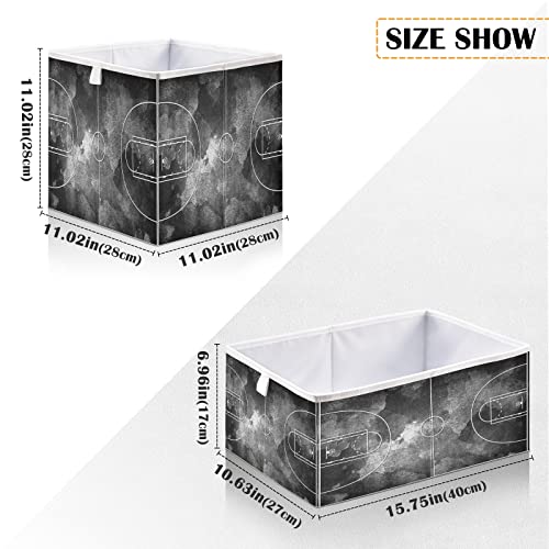 Blueangle Black Basketball Court Cube Storage Bin, 11 x 11 x 11 in, Large Collapsible Organizer Storage Basket for Home Décor(497)