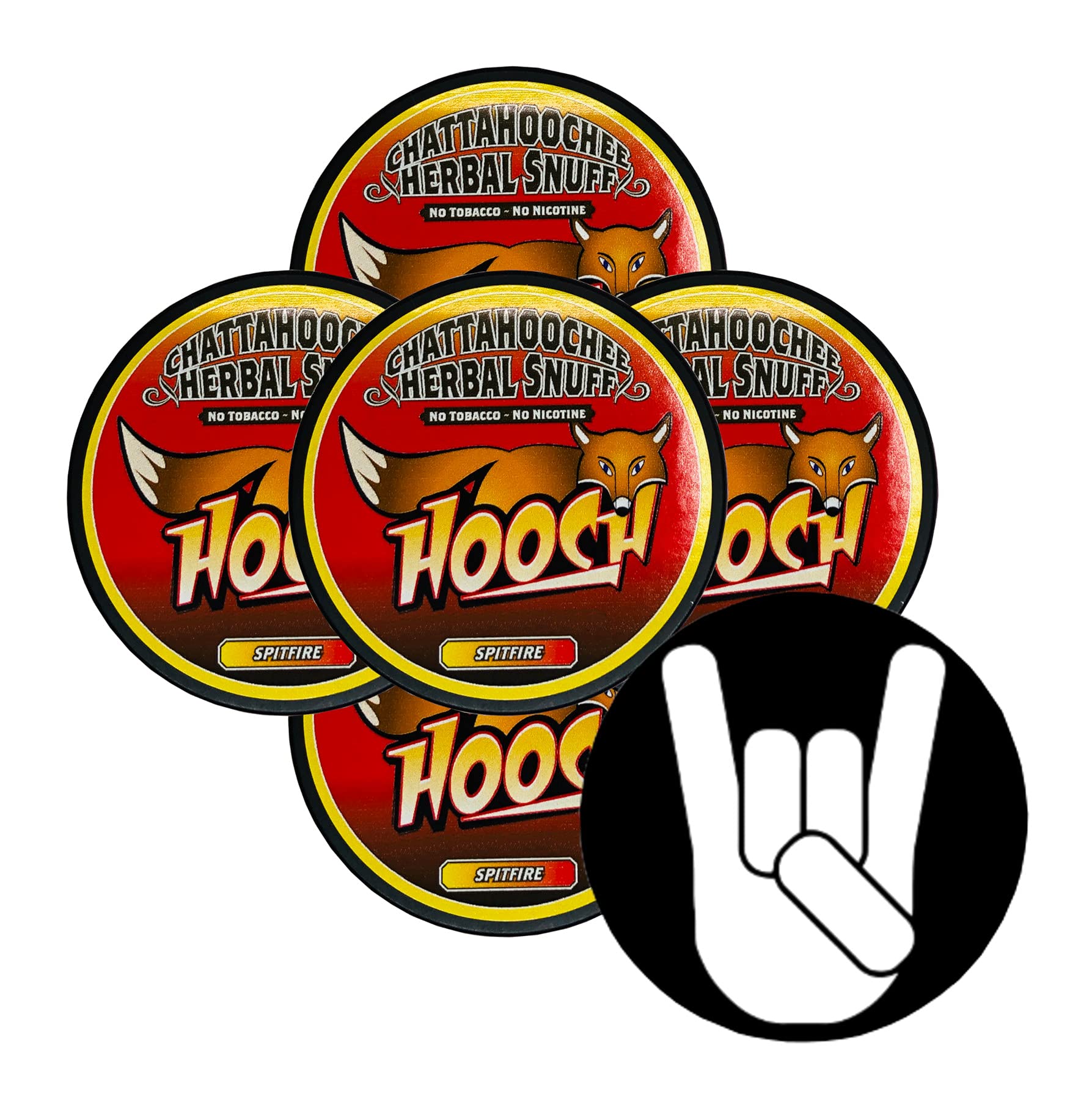 Hooch Herbal Snuff Spitfire Fine Cut 5 Cans with DC Crafts Nation Skin Can Cover - Metal