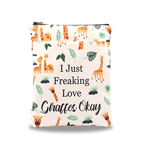 Giraffe Lovers Book Sleeve Giraffe Book Cover Funny Giraffe Lady Book Pouch Giraffe Keeper Book Sack Giraffe Book Protector Waterproof Zipper BFF Gift (GiraffeBS)