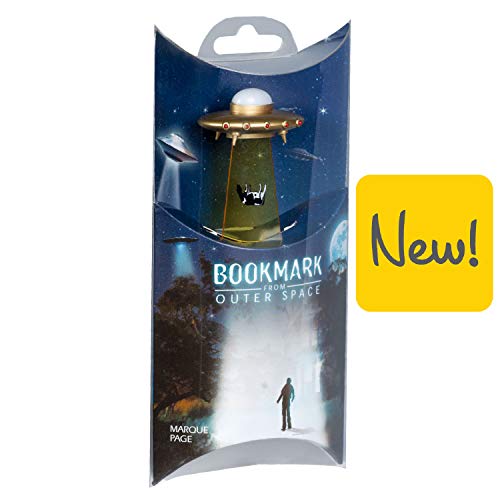 Bookmarks from Outer Space | Novelty UFO Book Mark | Fun Page Marker | Page Keeper | Book Holder | Page Holder Clip | Reading, Travelling | Gift for Book Lover, Reader (Gold)