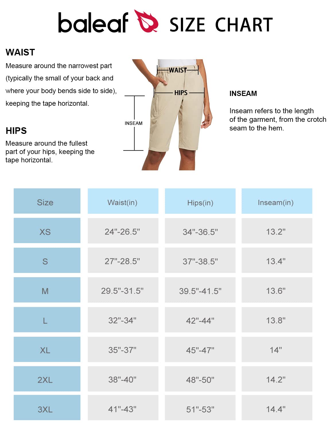 BALEAF Women's Bermuda Khaki Shorts Bermuda Hiking Long Quick Dry Elastic Waist for Work, Camping, Travel Size XL