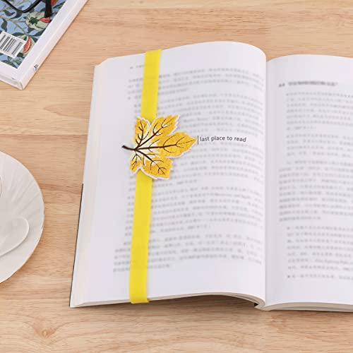 Jarrah Ning Maple Leaf Closure Bands Bookmarks,Adjustable Book Tape,4 peck. Pretty Book Marks for Books, Planners, Notebooks. Book Markers for Women,Mom,Girl.