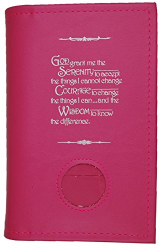 Culver Enterprises Alcoholics Anonymous AA Soft Paperback Big Book Cover Serenity Prayer & Medallion Holder Pink