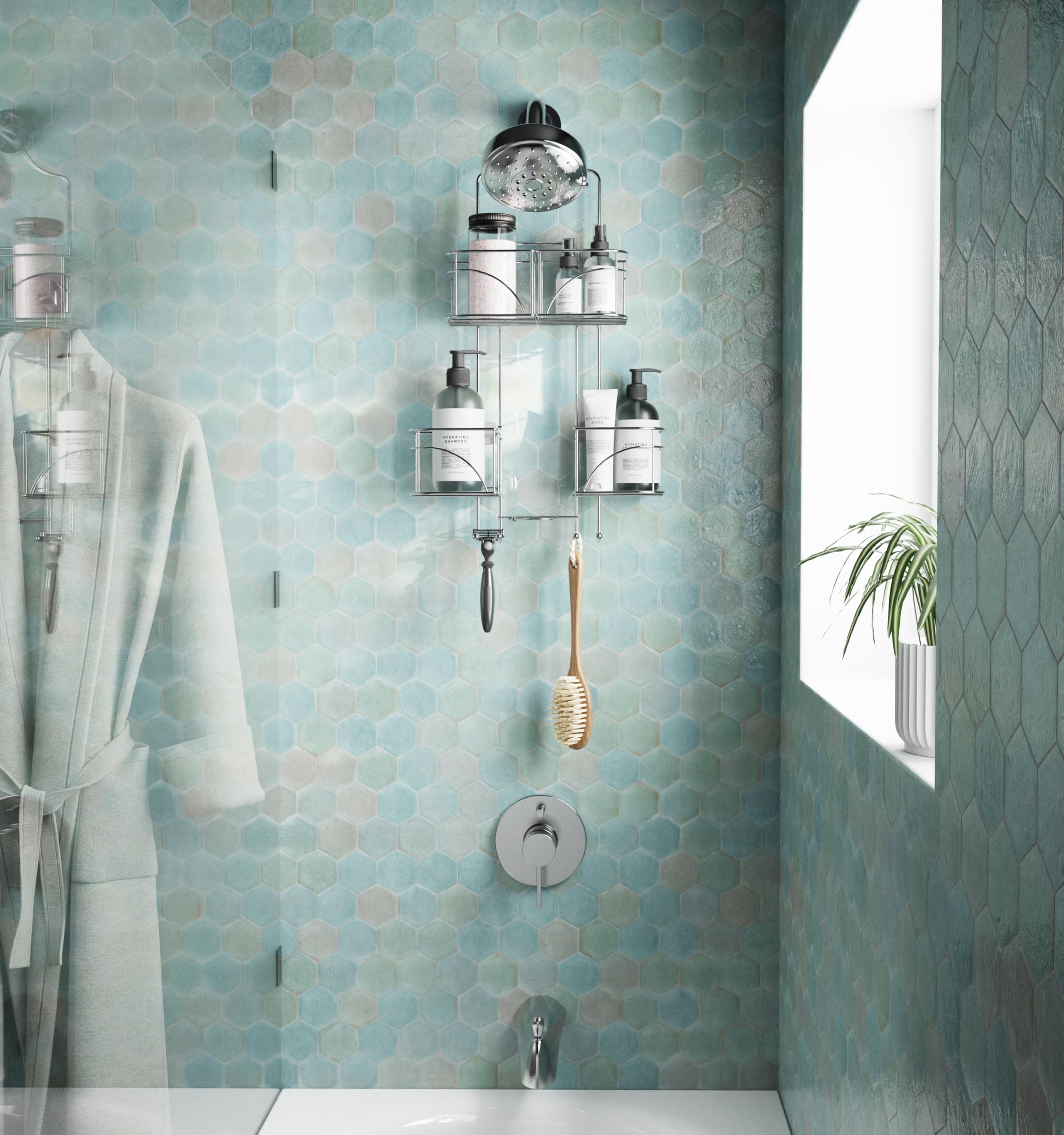Zenna Home, Chrome Expandable Over-The-Shower Caddy