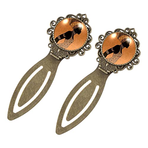 2 Piece African American Girls Bookmark, Vintage Style Book Markers for Book Lovers Writers Readers Teachers, Birthday Gifts for Women Men Teens