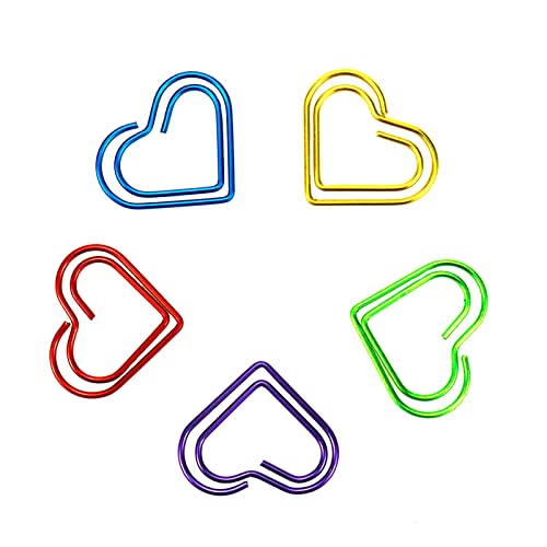 LC LICTOP Multicolor Heart Shape Paper Clips Creative Shape for Bookmark Office School Notebook 80pcs
