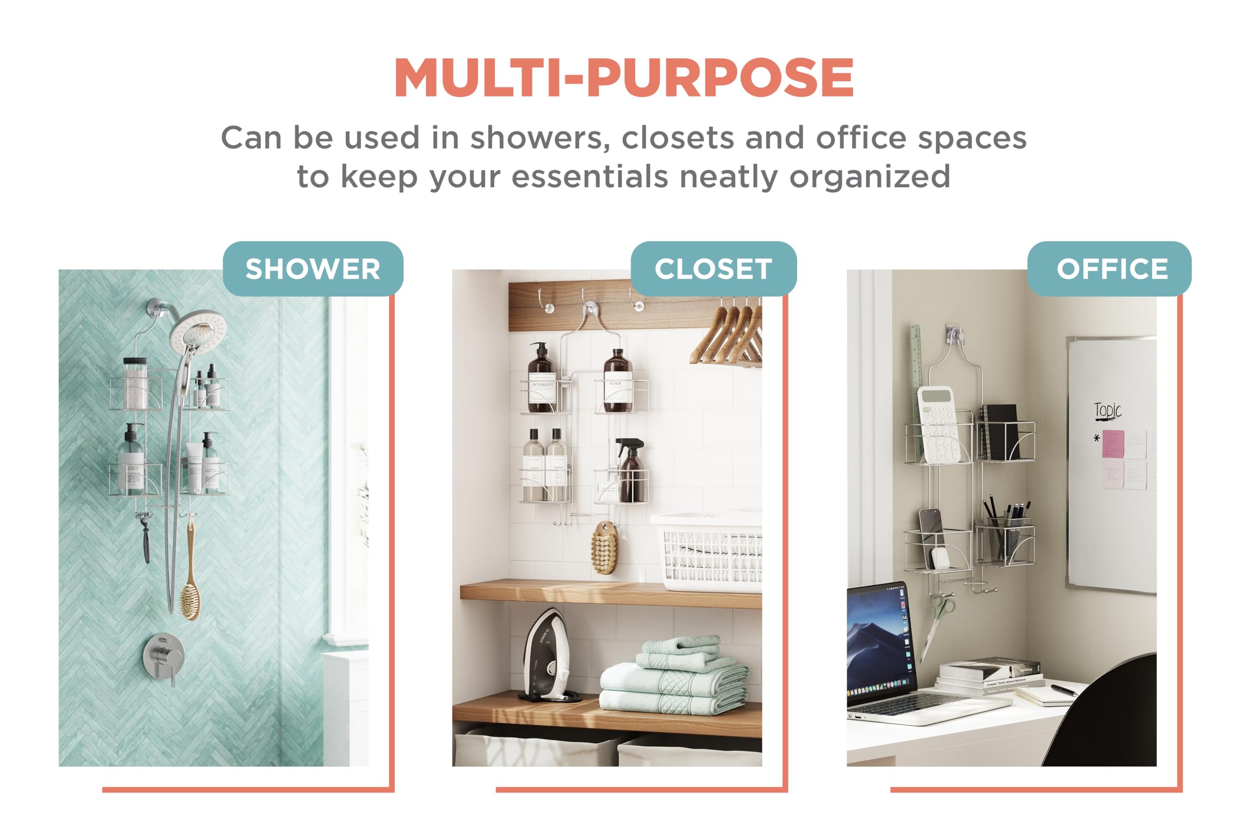 Zenna Home, Chrome Expandable Over-The-Shower Caddy