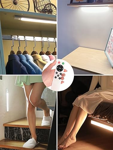 Kasanfe 64-LED Under Cabinet Lights, Motion Sensor Under Cabinet Lighting, 1500mAh Rechargeable LED Closet Light Remote, Under Counter Lights for Kitchen, Shelf, Pantry (3 Pack)