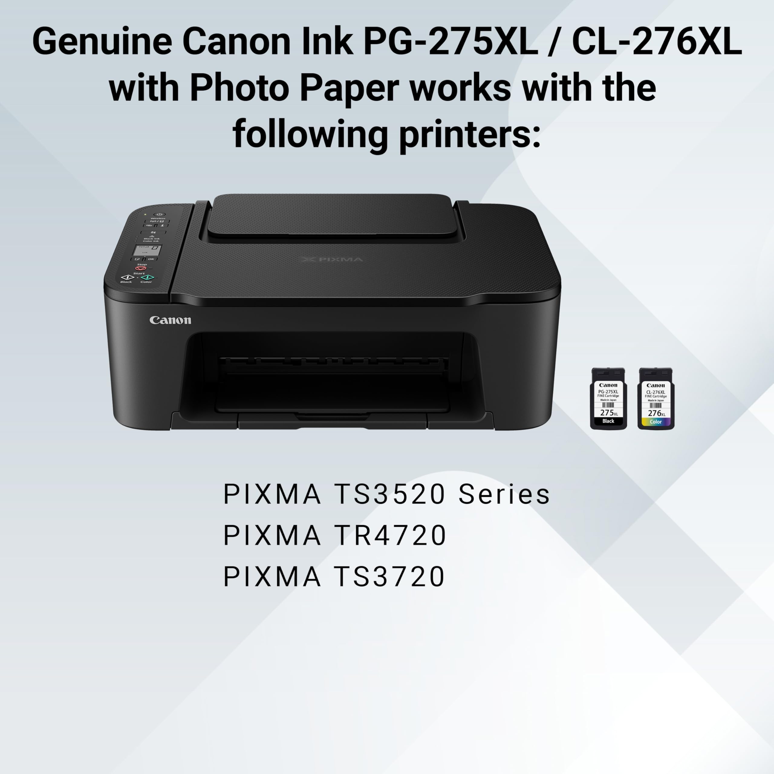 Canon PG-275 XL / CL-276 XL Value Pack, Compatible to PIXMA TS3520, TS3522 and TR4720 Printers