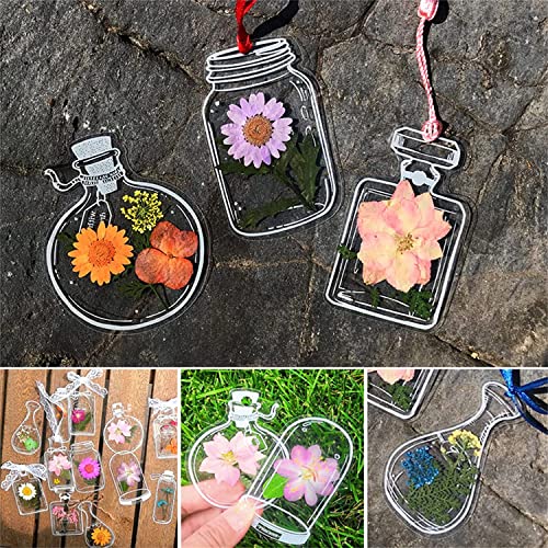 znvwki Transparent Dried Flower Bookmarks, Dried Flower Bookmark, Dried Flower Bookmarks Craft, DIY Bookmarks, Pressed Flower Bookmark Kit with Tweezers