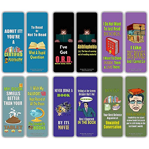 Inspiring Hilarious Literary Bookmarks (30-Pack) – Funny Book Reading Learning Pack - Excellent Party Favors Teacher Classroom Reading Rewards and Incentive Gifts for Book Lovers