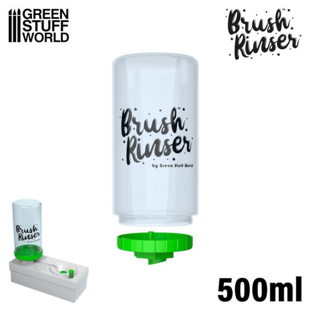 Green Stuff World Brush Rinser Bottle Upgrade 500ML 16.9 fl oz 11885 Pink - 11884 Green GSWD (Green 11884)