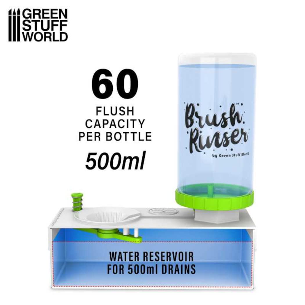 Green Stuff World Brush Rinser Bottle Upgrade 500ML 16.9 fl oz 11885 Pink - 11884 Green GSWD (Green 11884)