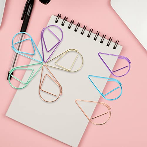 Tofficu Cute Paper Clips 100pcs Teardrop Stainless Steel Drop-Shaped Paper Clips for Office School Supplies Wedding Invitations Crafts Scrapbooking Bookmarks Planners