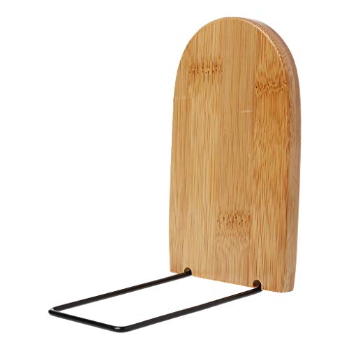 Book Ends, Nature Bamboo Bookends, Non-Skid Bookend Supports, Book Stopper for Books/Movies/CDs/Video Games (Single)