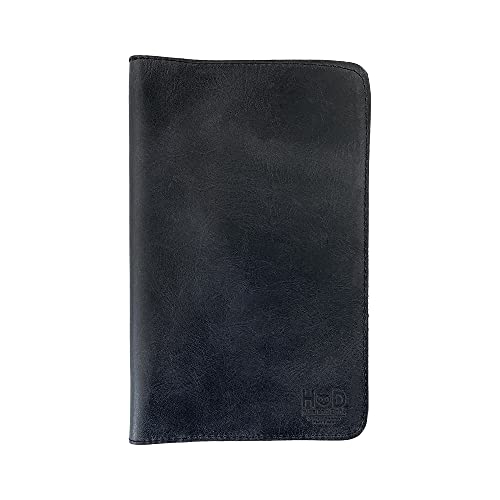 Hide & Drink Rustic Leather Refillable Journal Cover for Moleskine Cahier Large (5 x 8.25 in.) w/ TĆpico Strap Handmade (Charcoal Black)