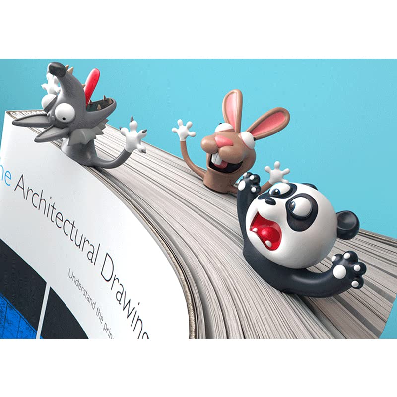 3D Wacky Bookmark - More Fun Reading, 3D Cartoon Animal Bookmark, Novelty Funny Animal Reading Bookmarks, Cute Squashed Animal Stationery (Set of 10)