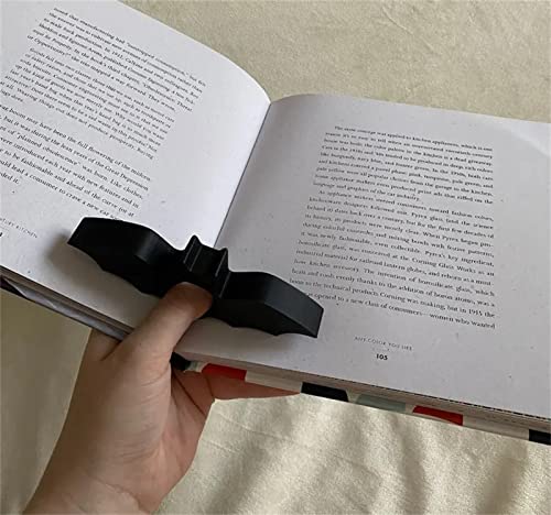 Cute Wood Book Page Holder Thumb Ring Page Holder Book Reading Accessories for Teachers Students Book Lovers Reading School Office Home Supplies (Bat)