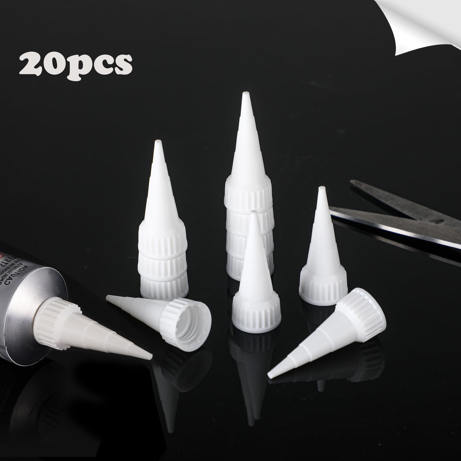 20 Pack e6000 Snip Tip Applicator Tips Cap for E6000 Craft Glue 3.7 Ounce Adhesive Tubes