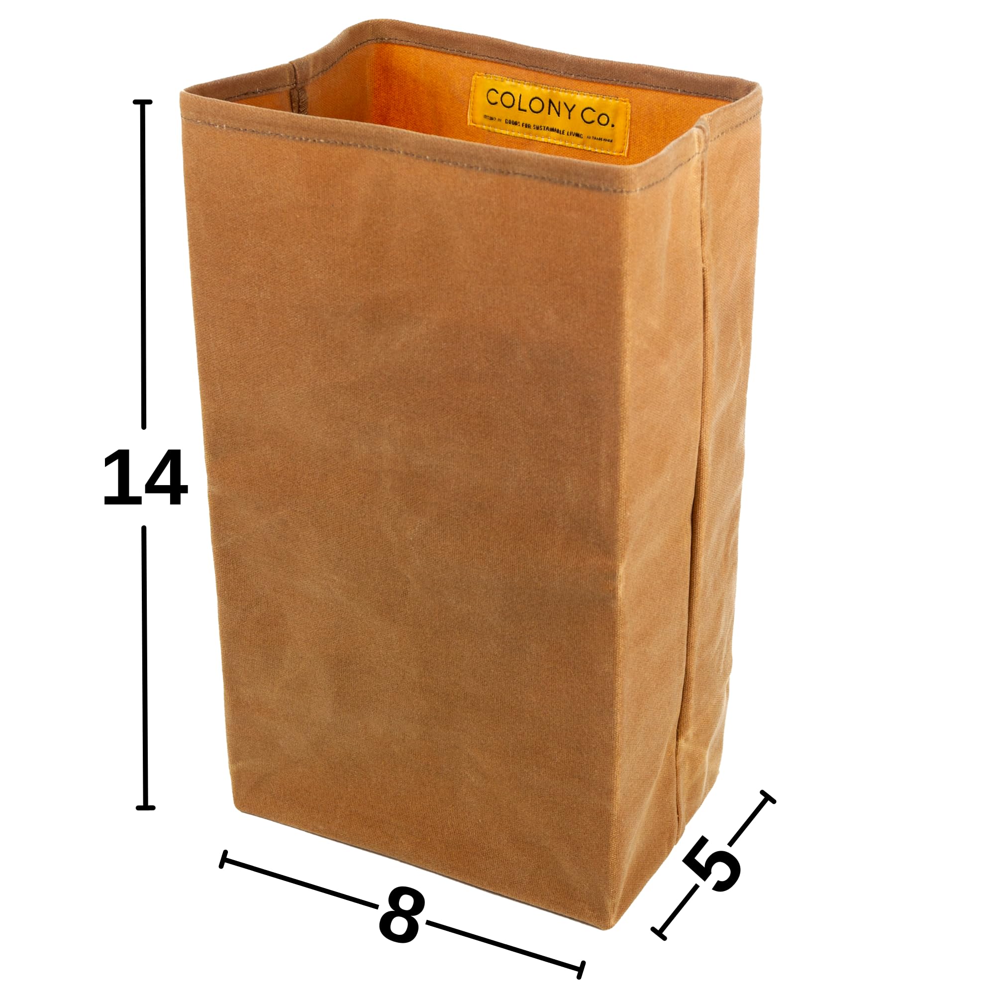 The Original Waxed Canvas Lunch Bag, Handmade with Certified Organic Cotton and Hand Waxed with Beeswax, Foldable, Stiff Material, Plastic-Free, Reusable, GOTS, Large, For Men, Women, Kids, Brown
