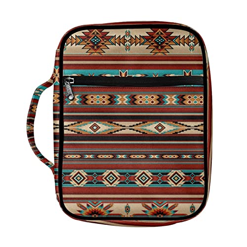 LedBack Native American Navajo Aztec Print Bible Covers for Women Men Bible Bags with Handle Zipper Pocket Bible Carrying Case Bible Accessories