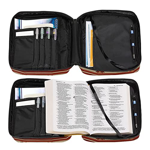 LedBack Native American Navajo Aztec Print Bible Covers for Women Men Bible Bags with Handle Zipper Pocket Bible Carrying Case Bible Accessories