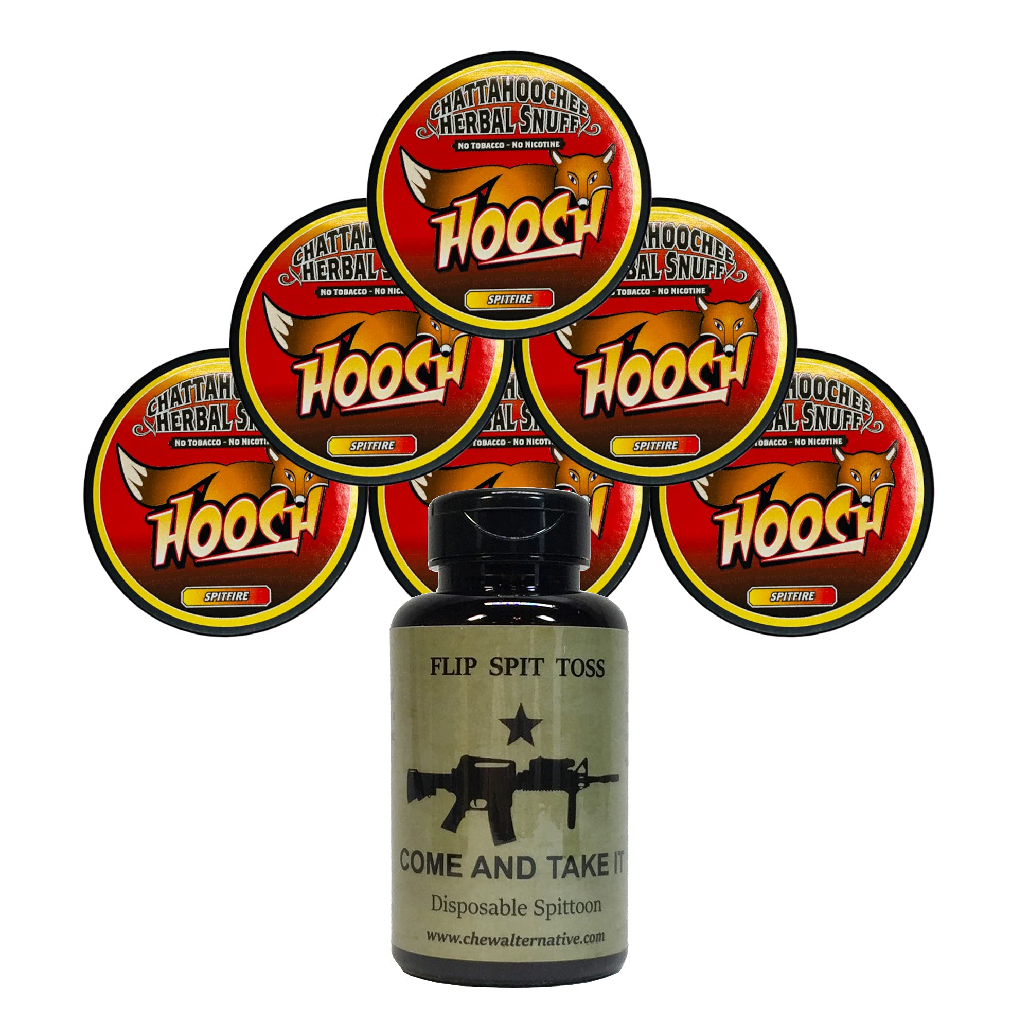 Hooch Herbal Snuff Spitfire Fine Cut 6 Cans with DC Crafts Nation Mud Bud Spittoon - Cati