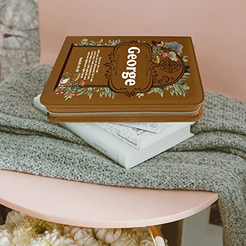 10x7 Inch Personalized Bible Cover – Create Your Own Design, Custom Bible Cover and Carrying Case with Handle – Leatherette Book Covers and Bible Case for Women - Brown (Design 5)