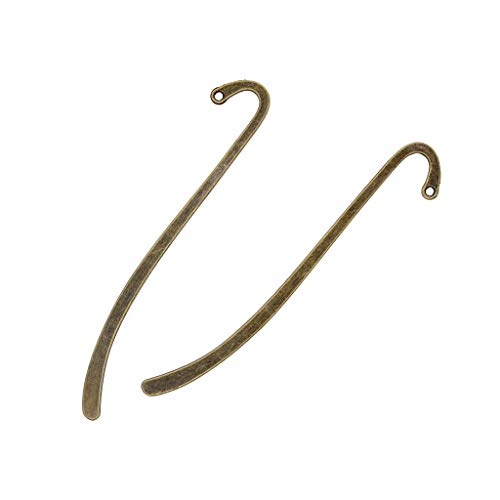 Baosity 20 Pieces Designs Metal Bookmarks Book Mark with Hook Beading Jewelry Findings Crafts x 14mm , Antique Bronze