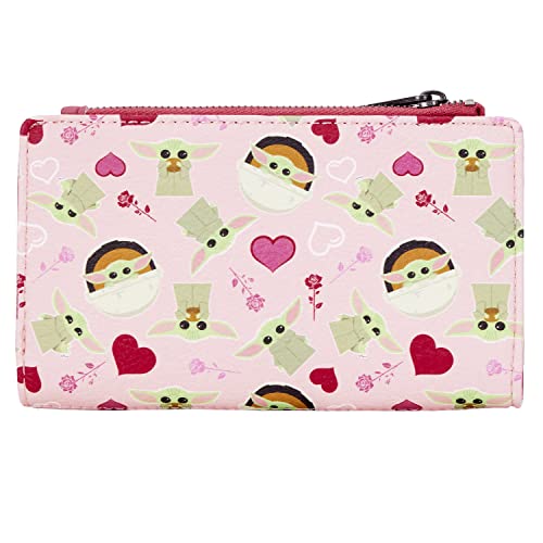 Loungefly Star Wars Baby Yoda Pink All Over Print Faux Leather Wallet