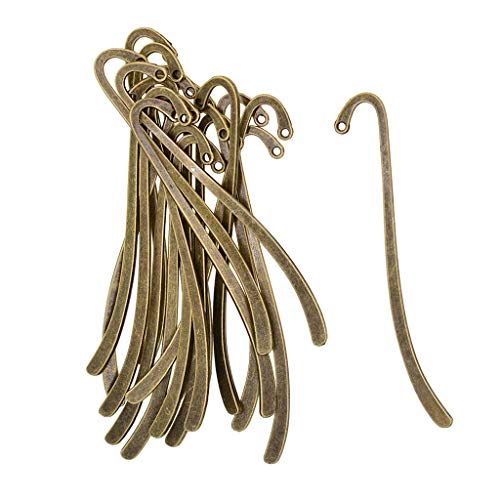 Baosity 20 Pieces Designs Metal Bookmarks Book Mark with Hook Beading Jewelry Findings Crafts x 14mm , Antique Bronze