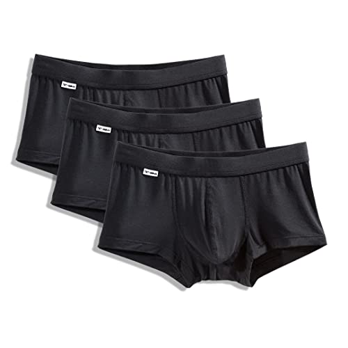 TBó Men's Trunk 3-Pack - Comfortable Underwear Breathable Microfiber, Black, Large