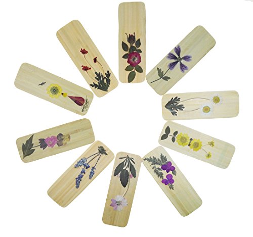 10 Pcs Handmade Bamboo Dried Flowers Chinese Style Bookmarks for Kids School Study Decoration Souvenirs Business Christmas Birthday Gift